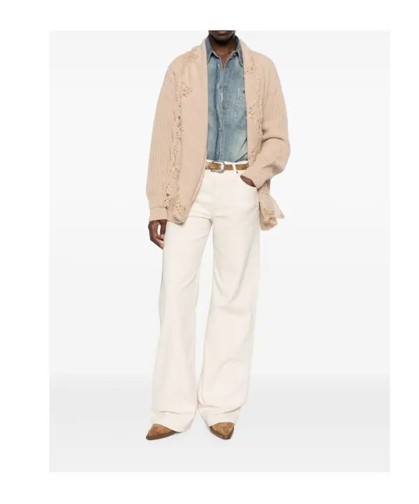ERMANNO FIRENZE Lace-trimmed Ribbed Cardigan