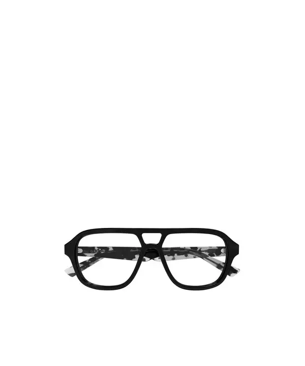 Gucci Tortoiseshell-effect Pilot-frame Eyeglasses - Bright Black