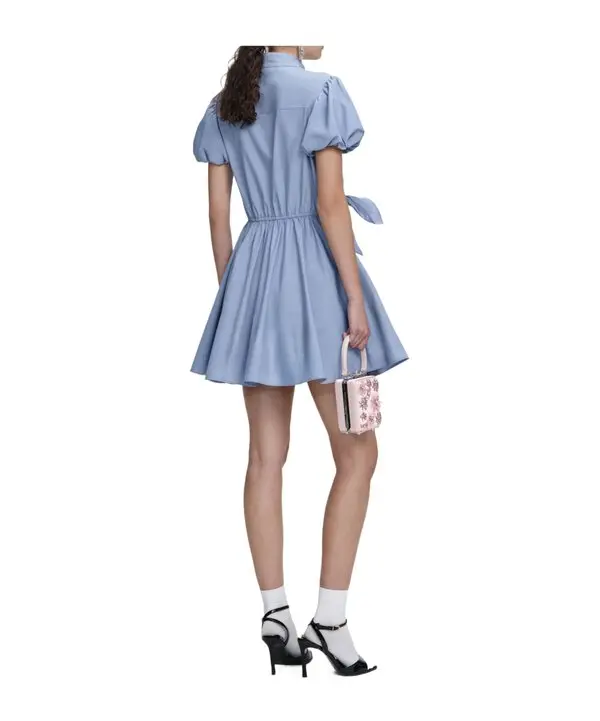SELF-PORTRAIT Puff-sleeve Bow-waist Dress