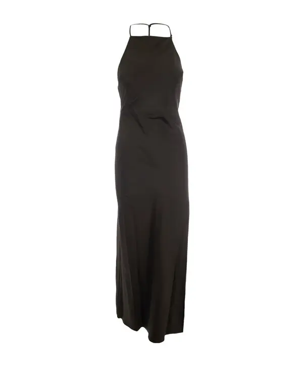 Patrizia Pepe Satin Halterneck Dress - Green