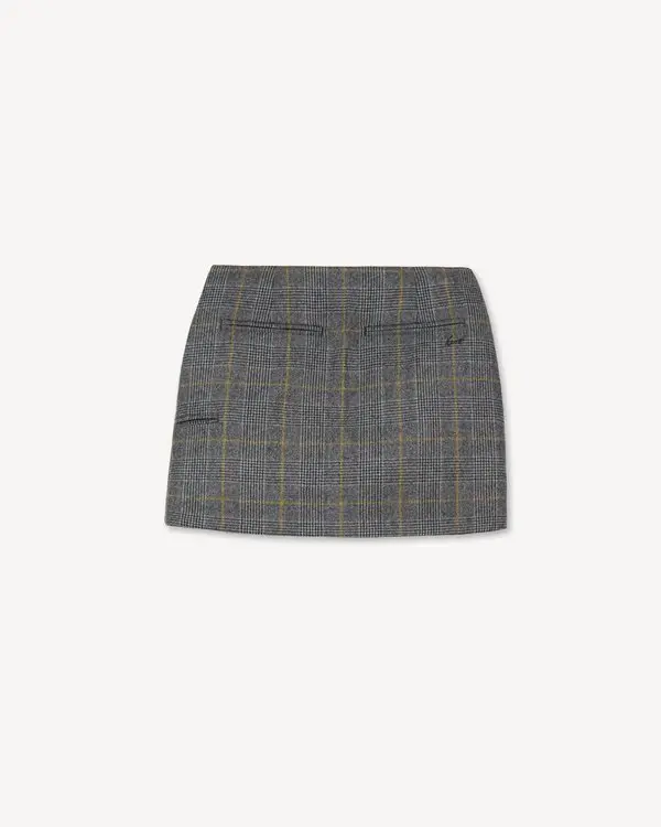 Kenzo Checked Wool Tweed Wrap Mini Skirt