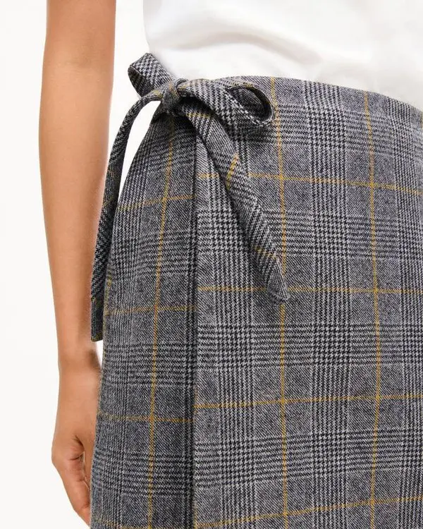 Kenzo Checked Wool Tweed Wrap Mini Skirt