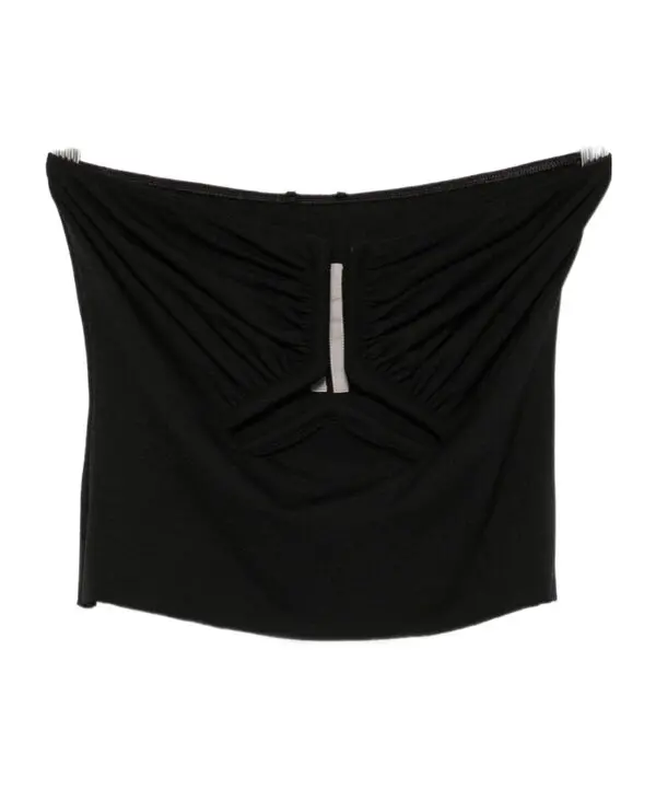 Rick Owens Ruched Strapless Bandeau Top With Cutout Detail