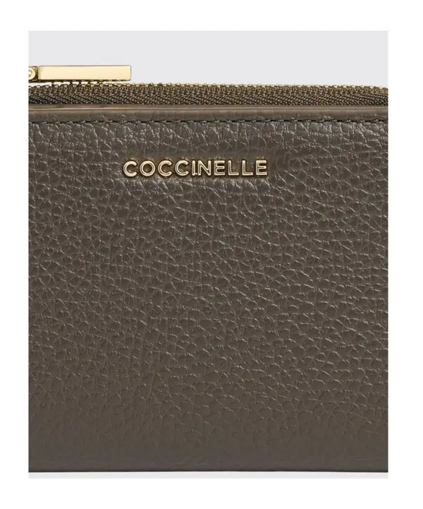 COCCINELLE Small Metallic Grained-leather Wallet