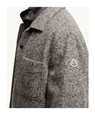 Moncler Melange Logo Patch Button-up Shirt