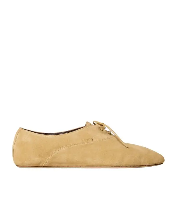 Celine Ballet Lace-up Shoe In Suede Calfskin