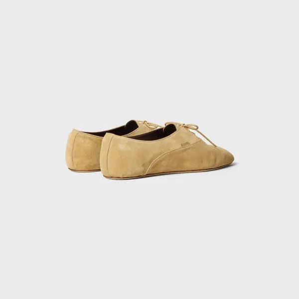 Celine Ballet Lace-up Shoe In Suede Calfskin