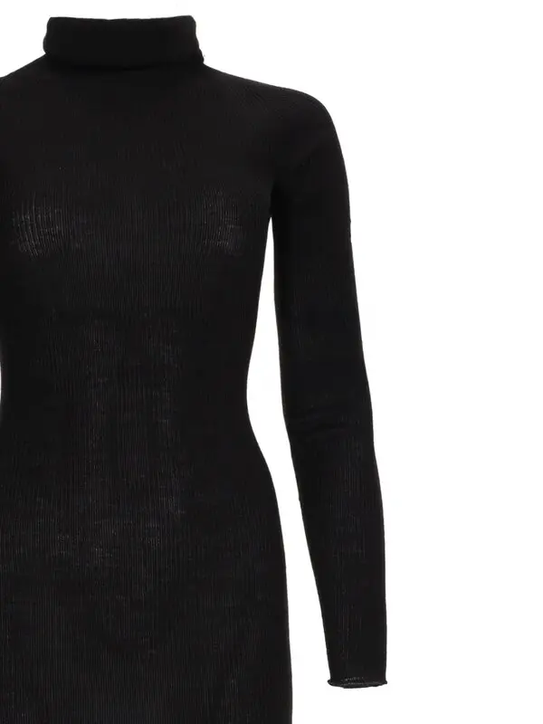 Rick Owens Ribbed Turtleneck Wool Mini Dress