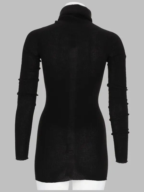 Rick Owens Ribbed Turtleneck Wool Mini Dress