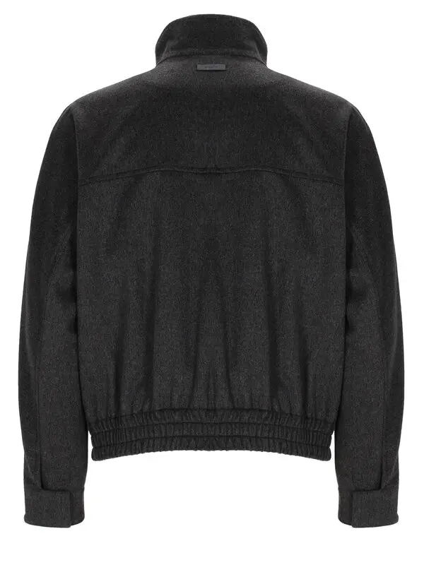 LARDINI High Neck Wool Bomber Jacket