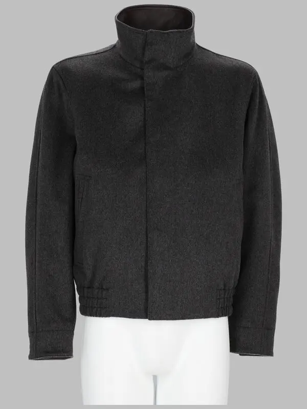 LARDINI High Neck Wool Bomber Jacket