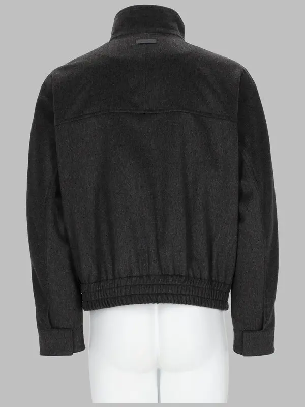 LARDINI High Neck Wool Bomber Jacket