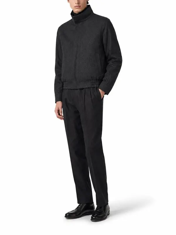 LARDINI High Neck Wool Bomber Jacket