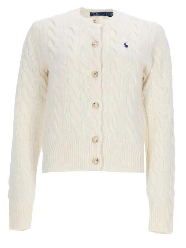 Polo Ralph Lauren Cardigan A Trecce Con Logo