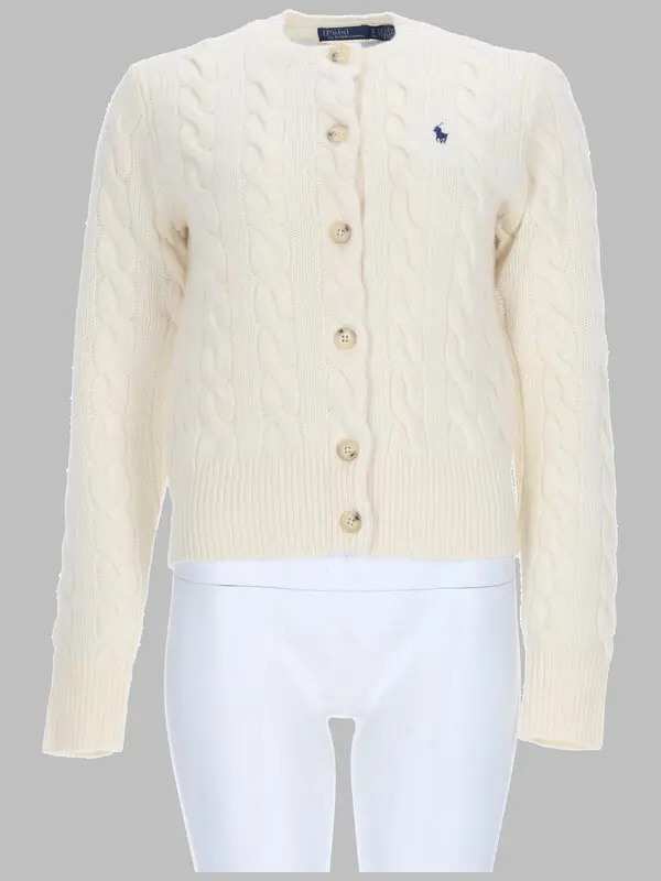 Polo Ralph Lauren Cardigan A Trecce Con Logo