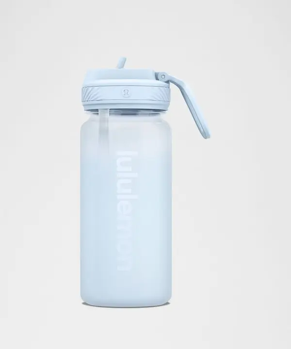 Lululemon Back To Life Clear Bottle 18oz Straw Lid - Starch Blue