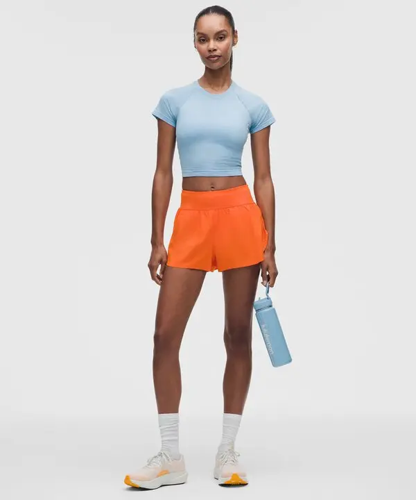 Lululemon Fast And Free Mid-rise Split Short 3 - Orange Punch