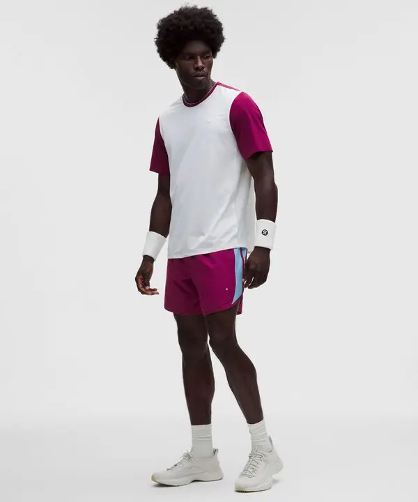 Lululemon Lightweight Mesh-panelled Tennis Shorts - Raspberry Rave/dreamy Blue
