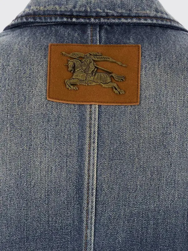 Burberry Single-breasted Cotton Denim Blazer With Notched Lapels