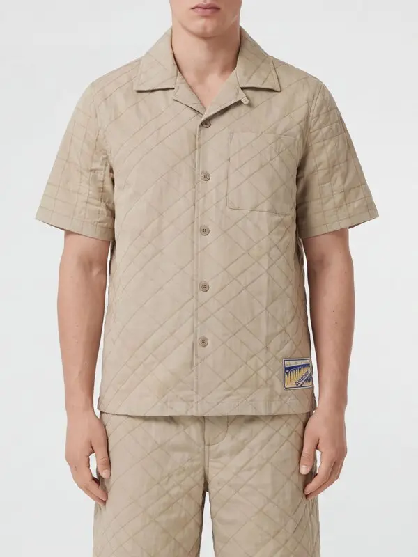 Burberry Short-sleeved Cotton Shirt With A Cuban Collar And Patch Pocket