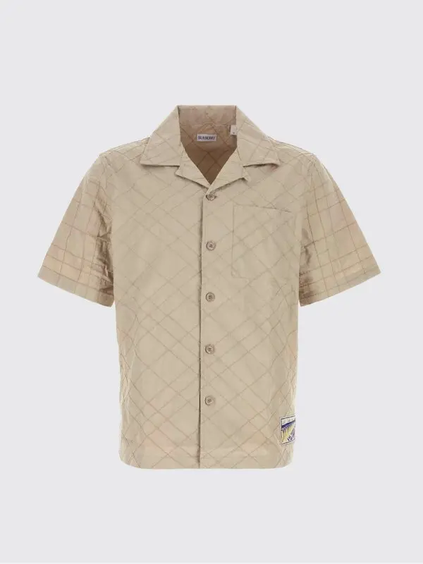 Burberry Short-sleeved Cotton Shirt With A Cuban Collar And Patch Pocket