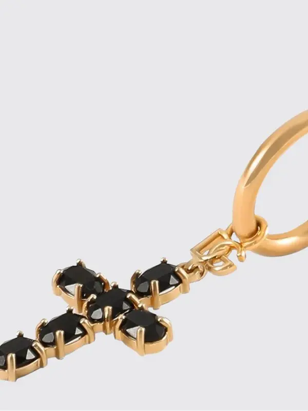 Dolce & Gabbana Cross Pendant Earrings With Crystals And Dg Logo