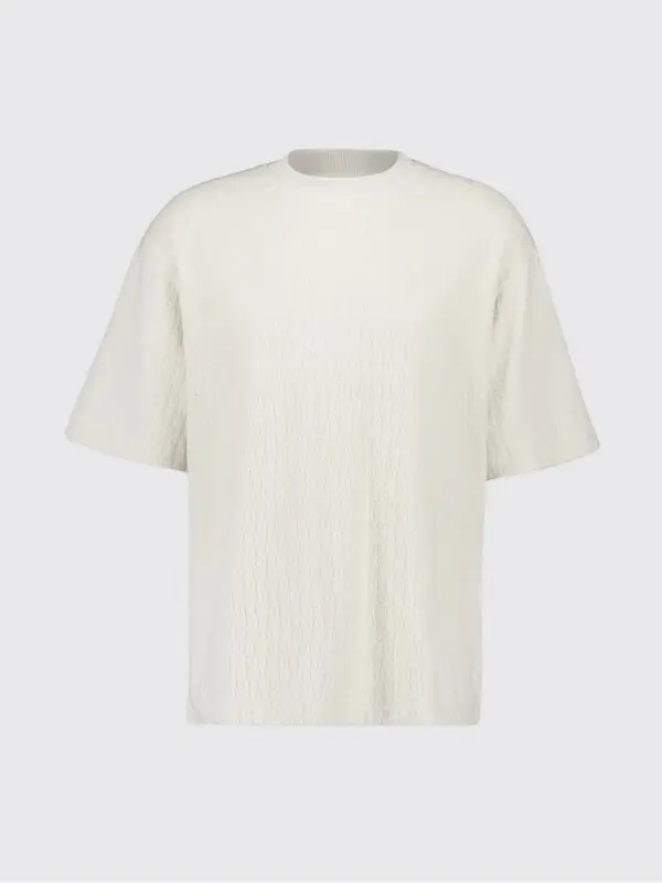 Off-White Relaxed Fit T-shirt In Cotton With Jacquard Monogram Logo And Dropped Shoulders - Yellow Cream