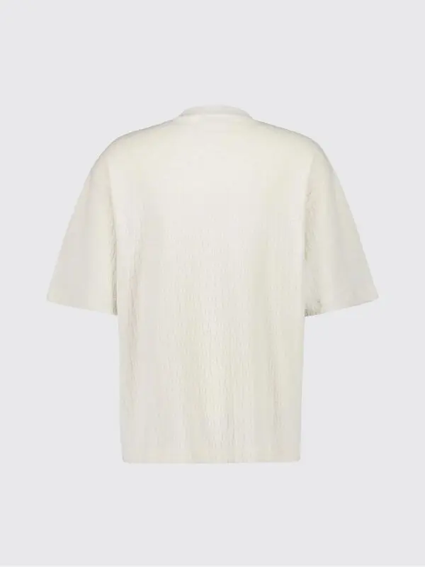 Off-White Relaxed Fit T-shirt In Cotton With Jacquard Monogram Logo And Dropped Shoulders - Yellow Cream