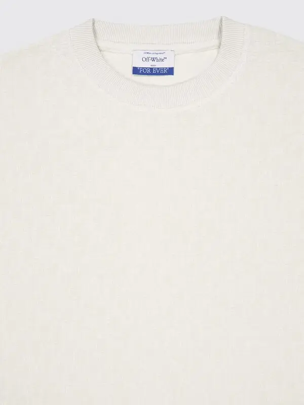 Off-White Relaxed Fit T-shirt In Cotton With Jacquard Monogram Logo And Dropped Shoulders - Yellow Cream