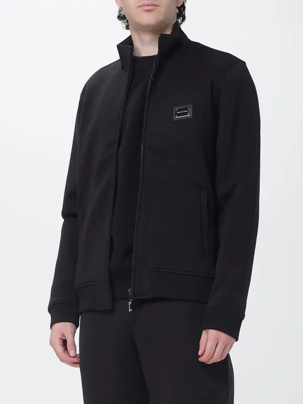 Emporio Armani Modal Turtleneck Zip-up Sweatshirt With Pouch Pocket