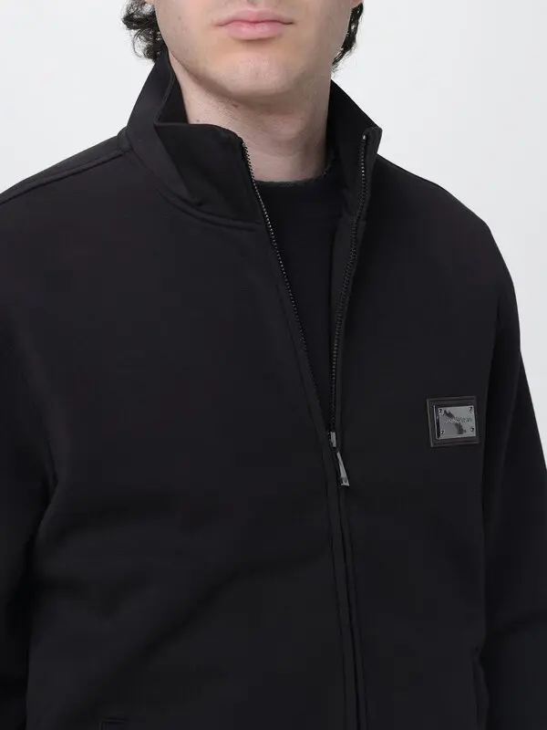 Emporio Armani Modal Turtleneck Zip-up Sweatshirt With Pouch Pocket