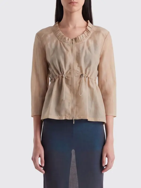 Paloma Wool Silk Blend Cropped Jacket With Drawstring Waist