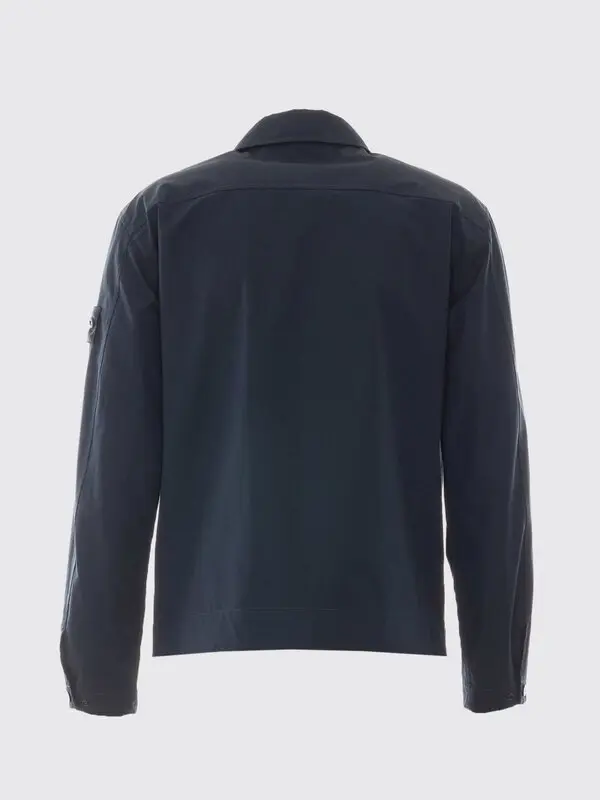 Stone Island Short Shirt Jacket In Organic Cotton Canvas With Zip