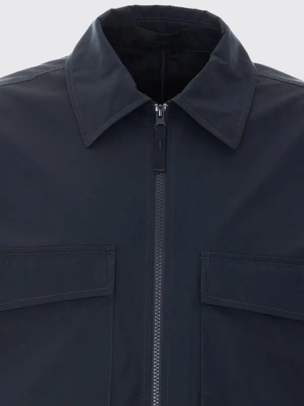 Stone Island Short Shirt Jacket In Organic Cotton Canvas With Zip