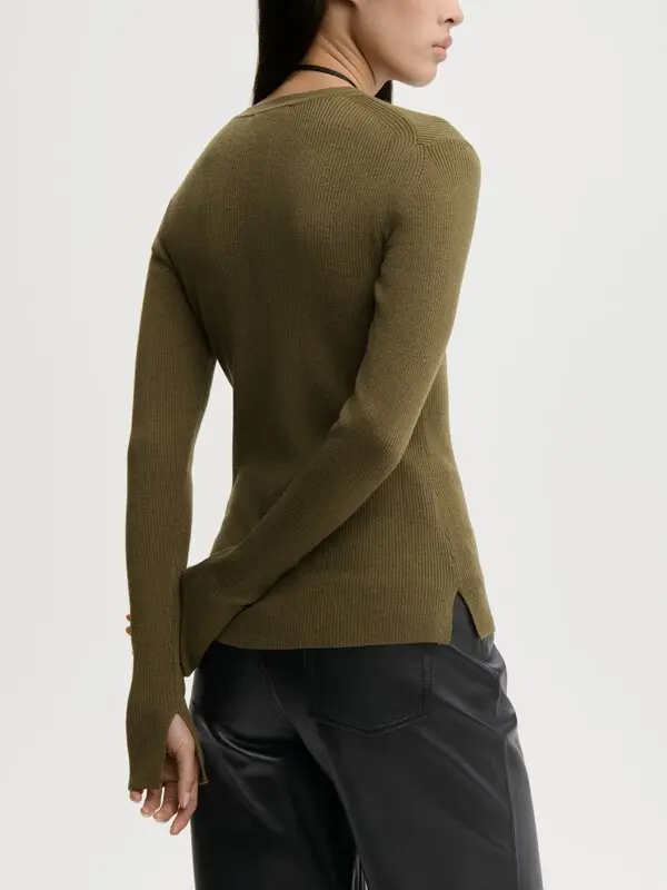 BY MALENE BIRGER Mariella Ribbed Wool-silk Sweater - Hunt