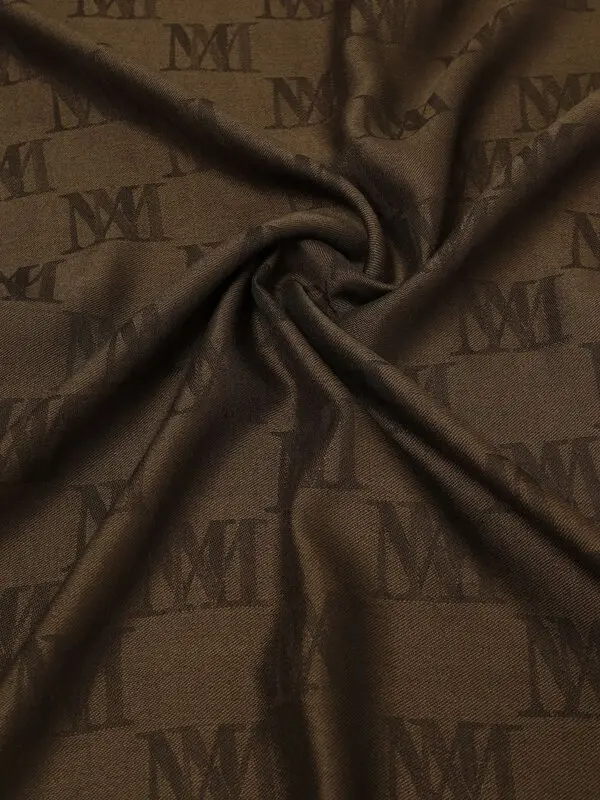 Max Mara Jacquard Monogram Wool And Silk Stole With Fringes - Green