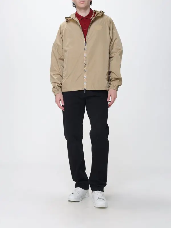 Burberry Relaxed Fit Hooded Nylon Windbreaker With Ekd Logo