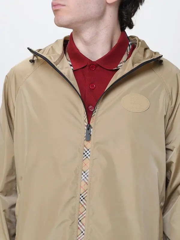 Burberry Relaxed Fit Hooded Nylon Windbreaker With Ekd Logo