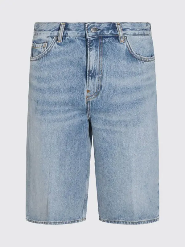 TOTEME High-waisted Five-pocket Cotton Denim Bermuda Shorts - Blue