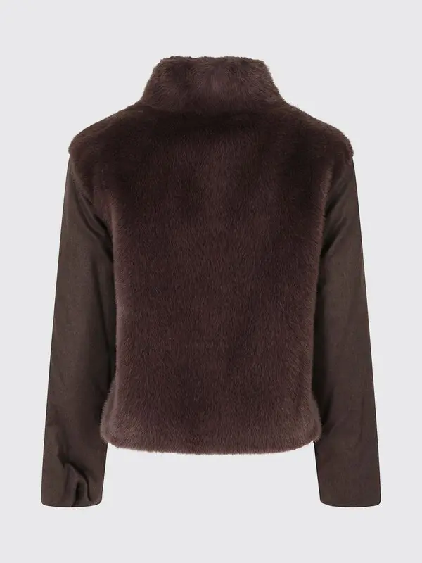 Herno High Neck Faux Fur Jacket With Concealed Closure - Brown