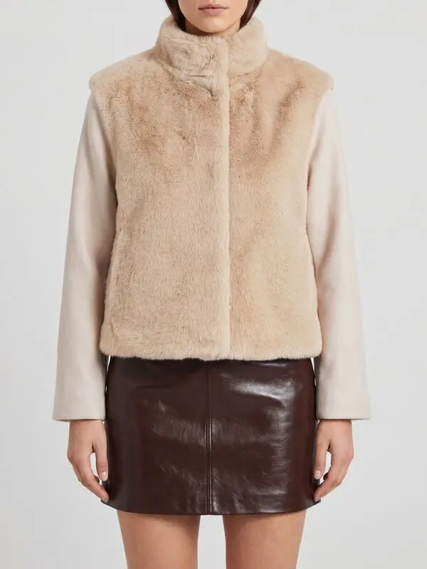 Herno High Neck Faux Fur Jacket With Concealed Closure