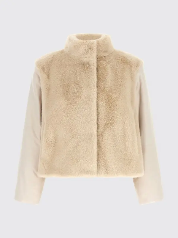 Herno High Neck Faux Fur Jacket With Concealed Closure