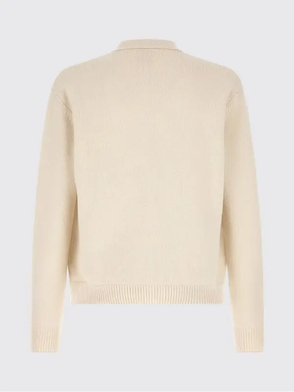 A.p.c. Pure Wool V-neck Cardigan With Contrast Logo - Ecru