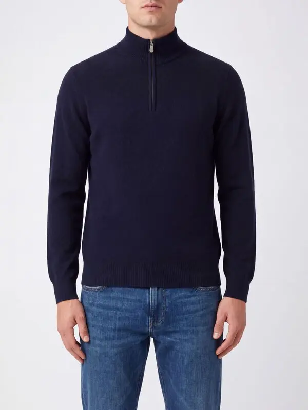 Brunello Cucinelli Slim Fit Half-zip Cashmere Turtleneck - Blue 1
