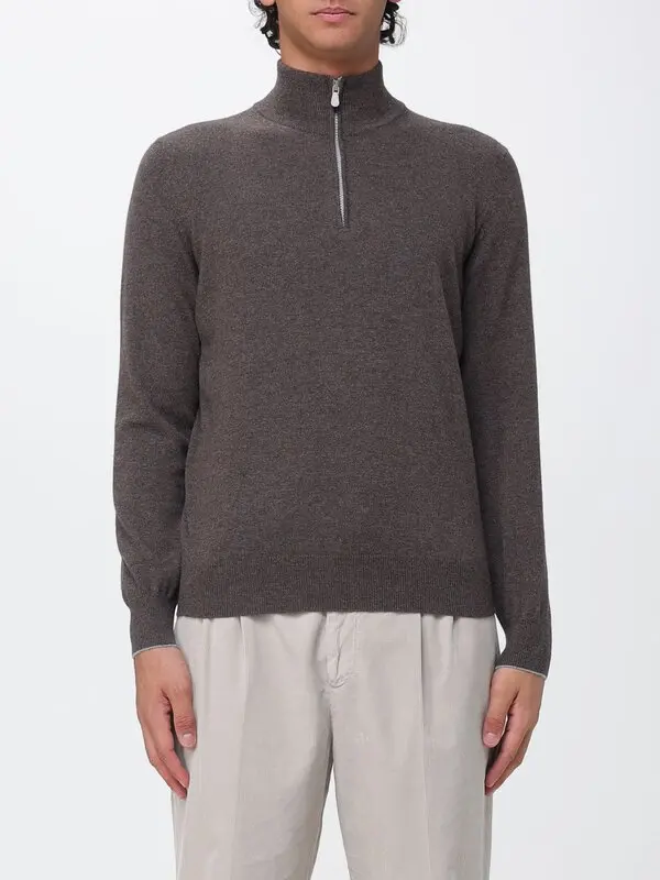 Brunello Cucinelli Slim Fit Half-zip Cashmere Turtleneck - Brown