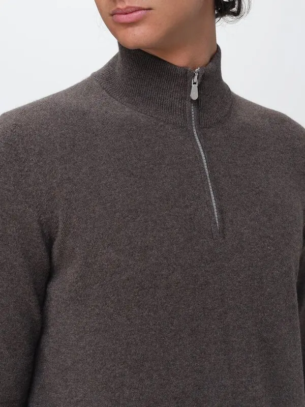 Brunello Cucinelli Slim Fit Half-zip Cashmere Turtleneck - Brown