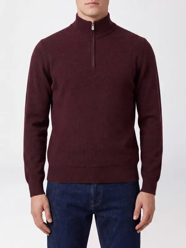 Brunello Cucinelli Slim Fit Half-zip Cashmere Turtleneck - Burgundy