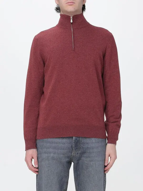 Brunello Cucinelli Slim Fit Half-zip Cashmere Turtleneck Jumper - Red