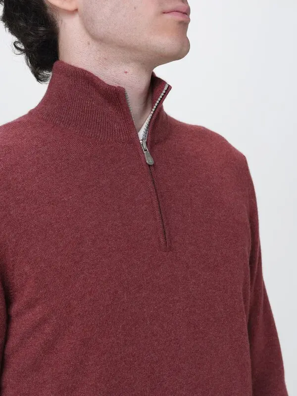 Brunello Cucinelli Slim Fit Half-zip Cashmere Turtleneck Jumper - Red