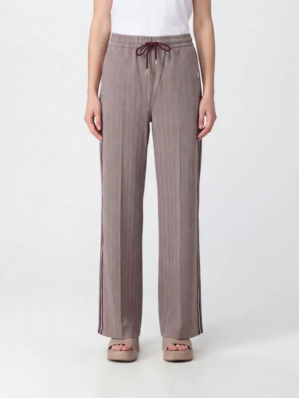 Liu Jo Striped Straight-leg Trousers In Viscose Blend With Elasticated Waist